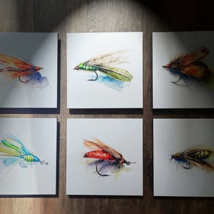 Fishing Art Gallery Art Fly Fishing Prints Set of 6 Hand Drawn Fishing ...