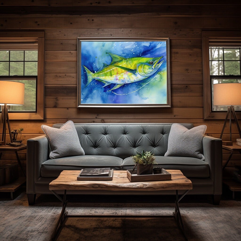 Majestic Mahi Mahi Watercolor Painting - Printable Wall Art for Fishing ...