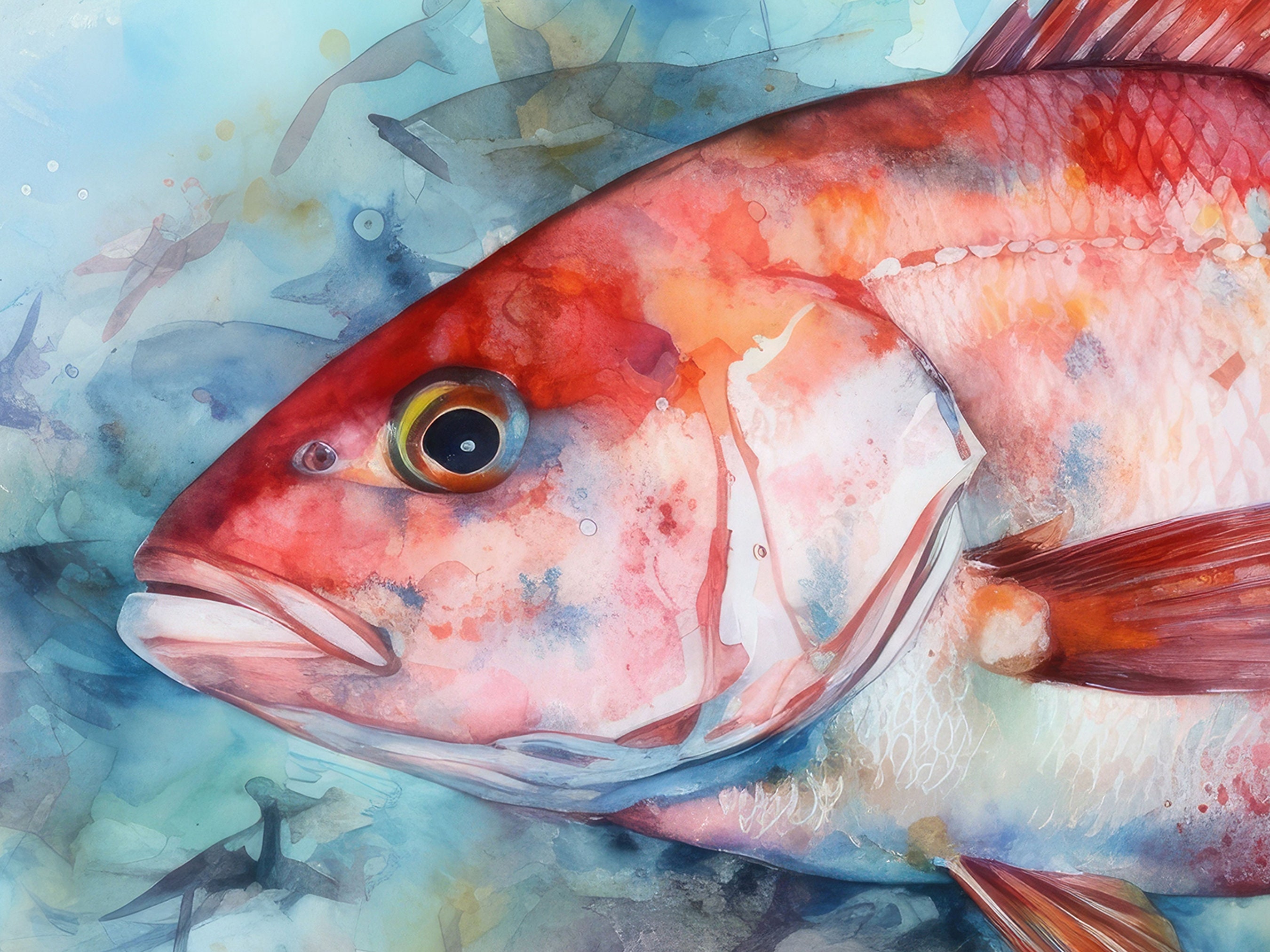 Red Snapper Serenity Watercolor Painting - Printable Wall Art for ...