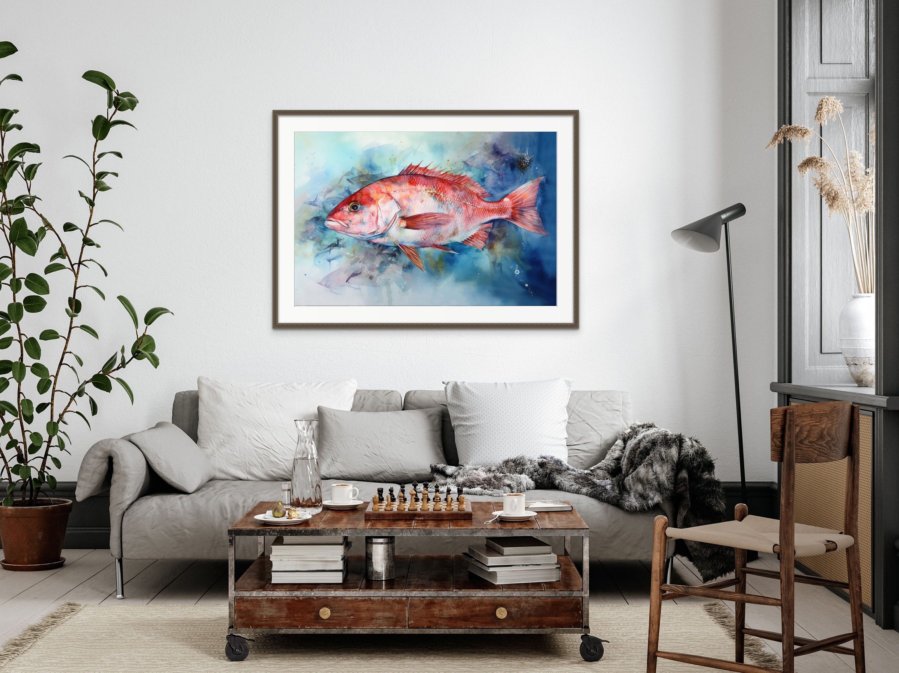 Red Snapper Serenity Watercolor Painting - Printable Wall Art for ...