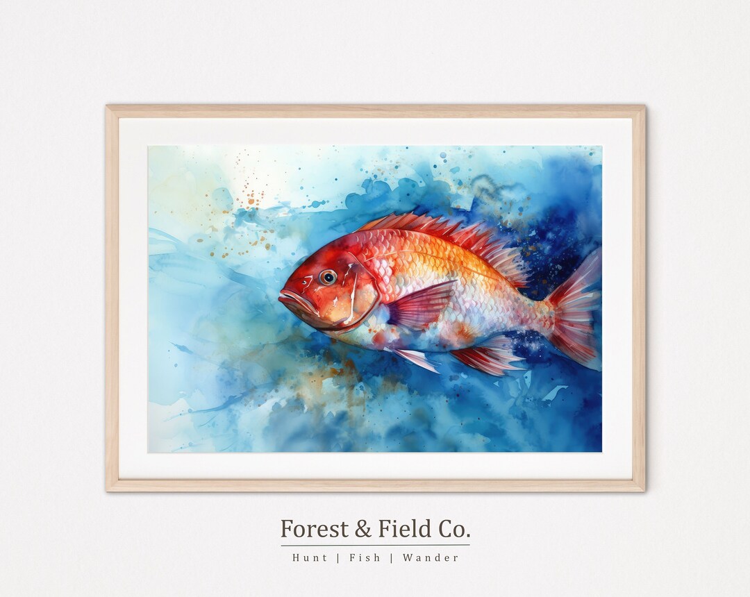 Red Snapper Majesty Wall Art - Printable Wall Decor for Fishing Lodge ...