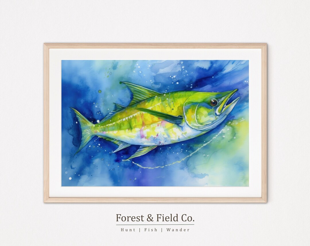 Majestic Mahi Mahi Watercolor Painting - Printable Wall Art for Fishing ...