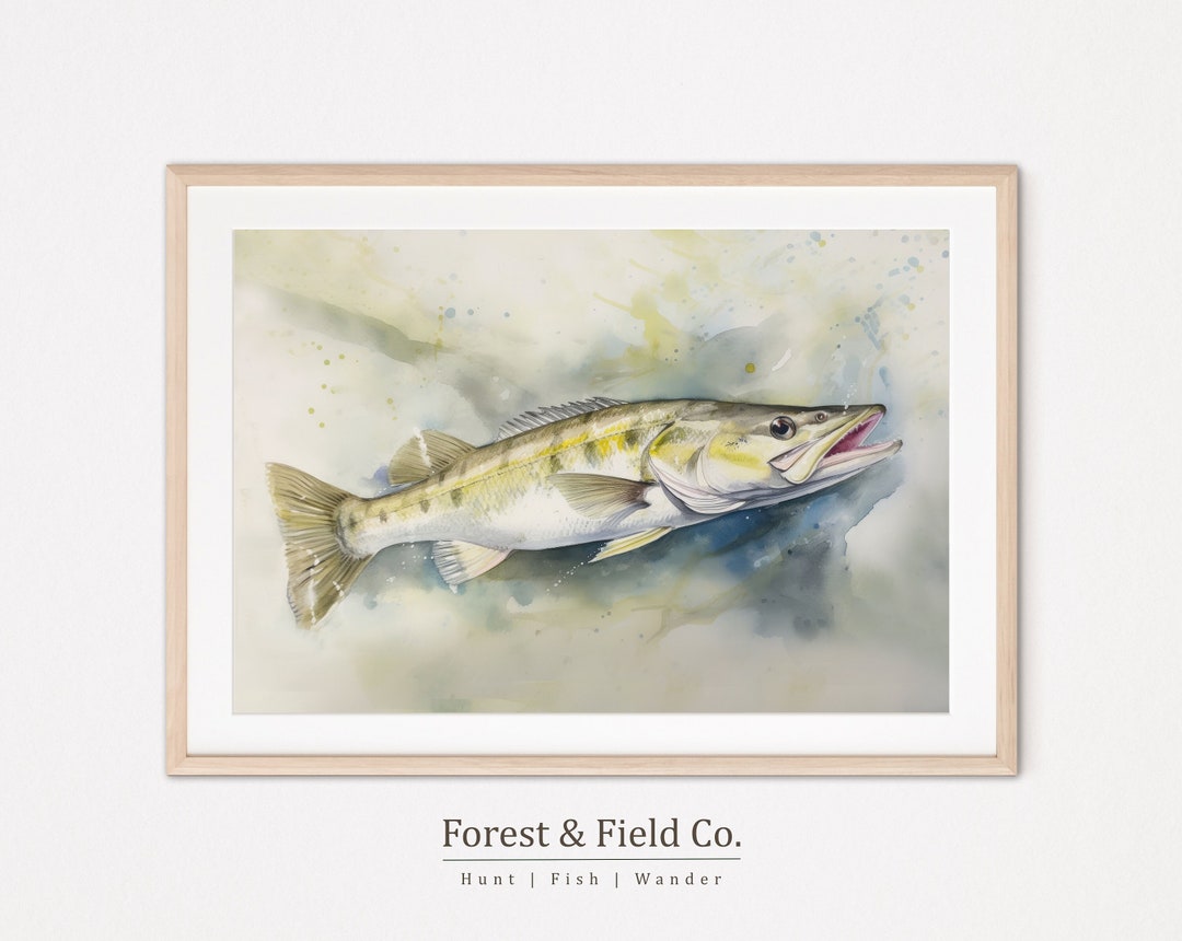 Walleye Serenity Wall Art - Printable Watercolor Painting for Fishing ...