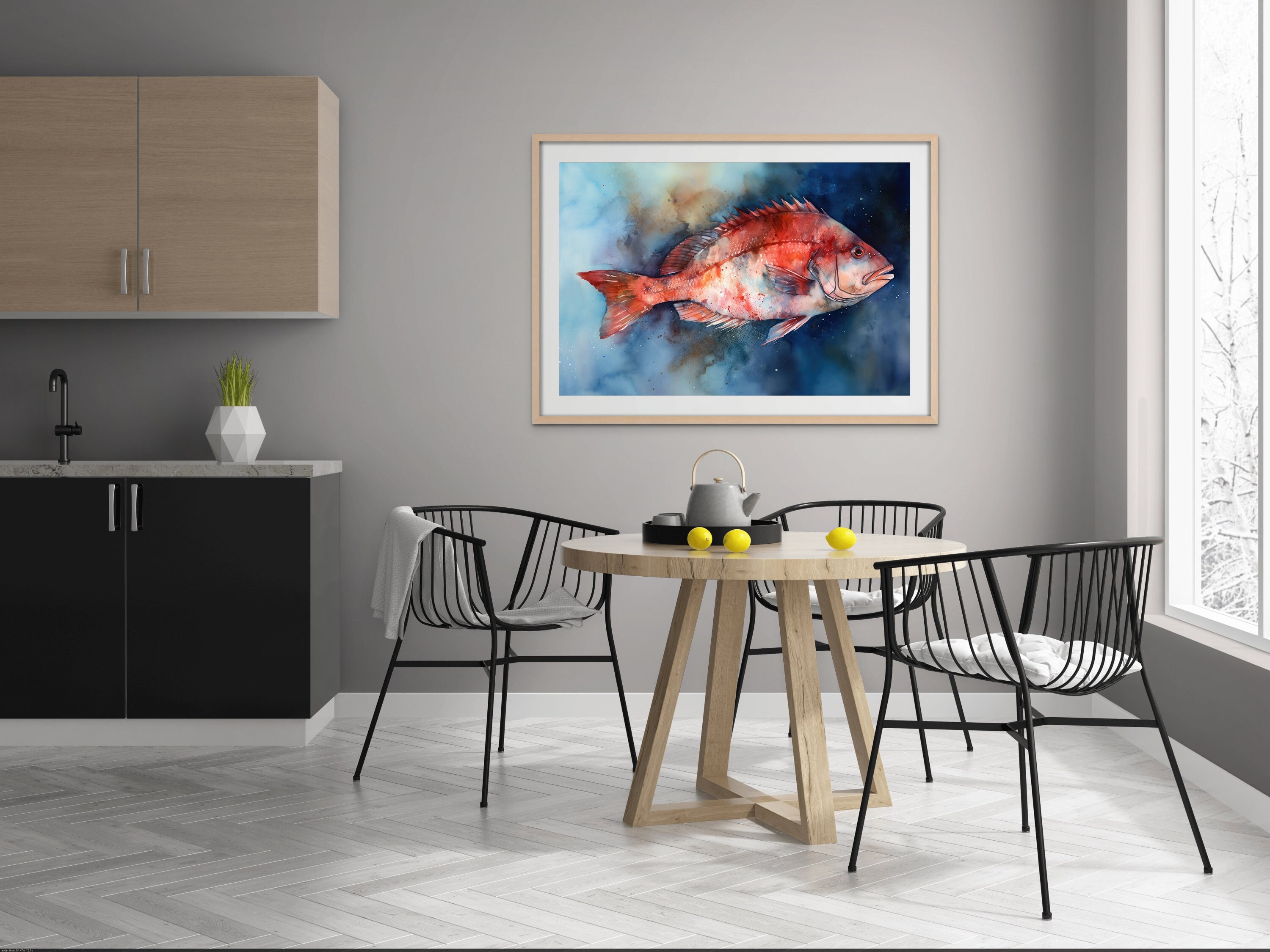 Red Snapper Waters Watercolor Painting Printable Wall Art - Etsy