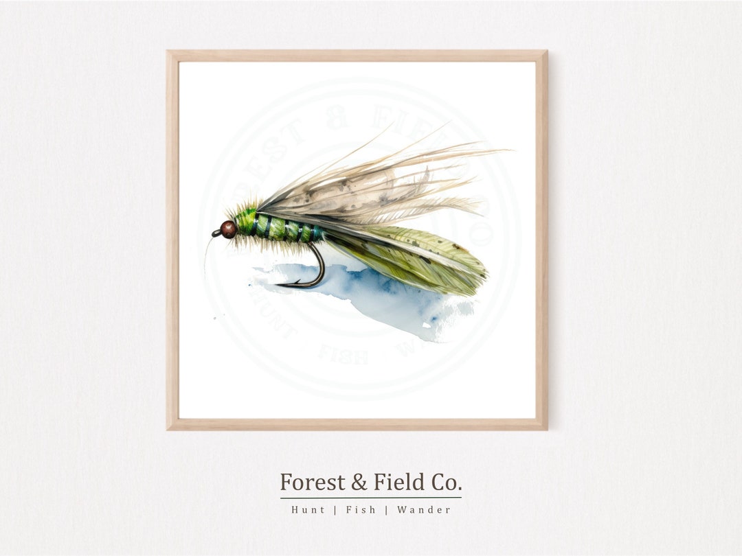 Printable Fly Fishing Watercolor - Unique Lake House Wall Art, Easy ...