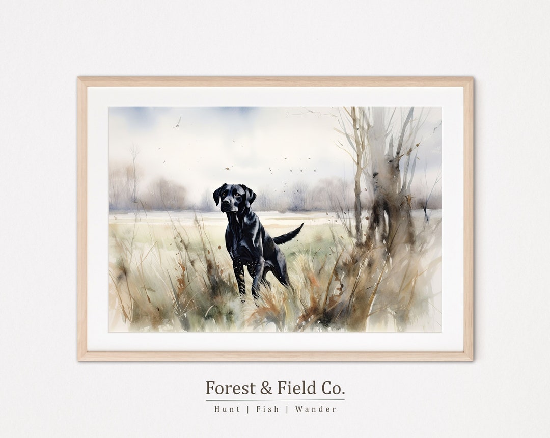 Black Lab Hunting Dog Painting - Rustic Wall Art, Perfect Gift for Dog ...