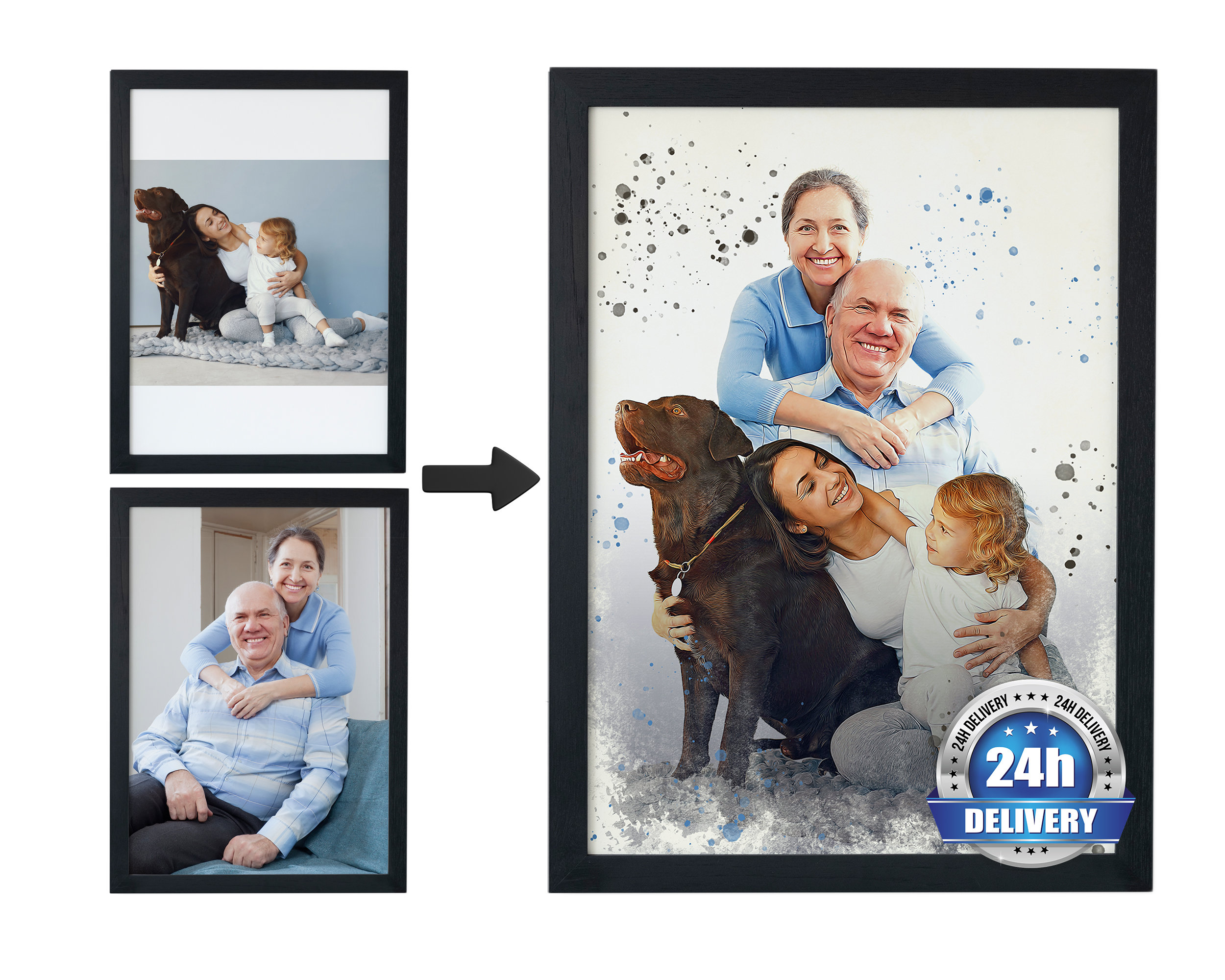 Custom Family Portrait From Multiple Photos | Memorial Digital Painting ...