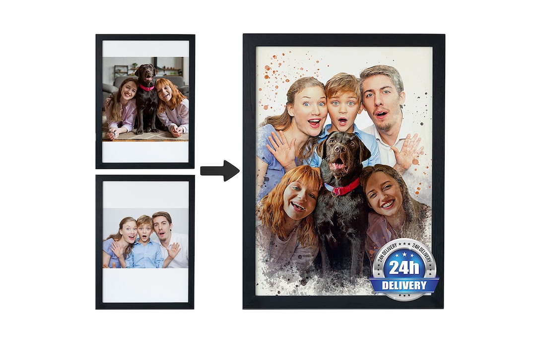 Custom Family Portrait From Multiple Photos | Memorial Digital Painting ...
