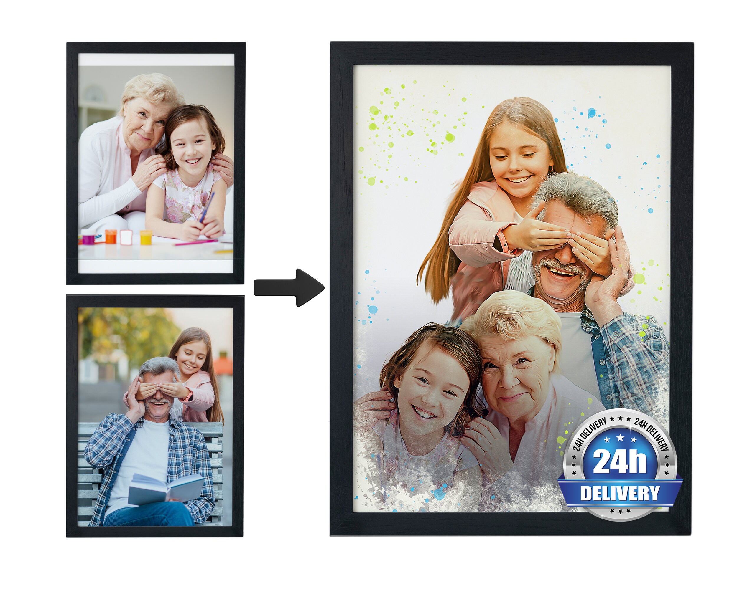 Custom Family Portrait From Multiple Photos | Memorial Digital Painting ...