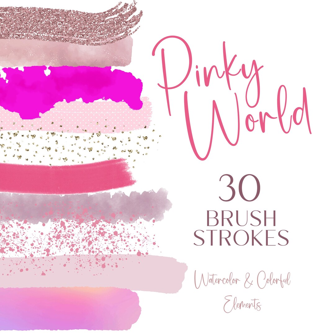 Pink Watercolor Brush Strokes | Clipart | Digital Paint Elements ...
