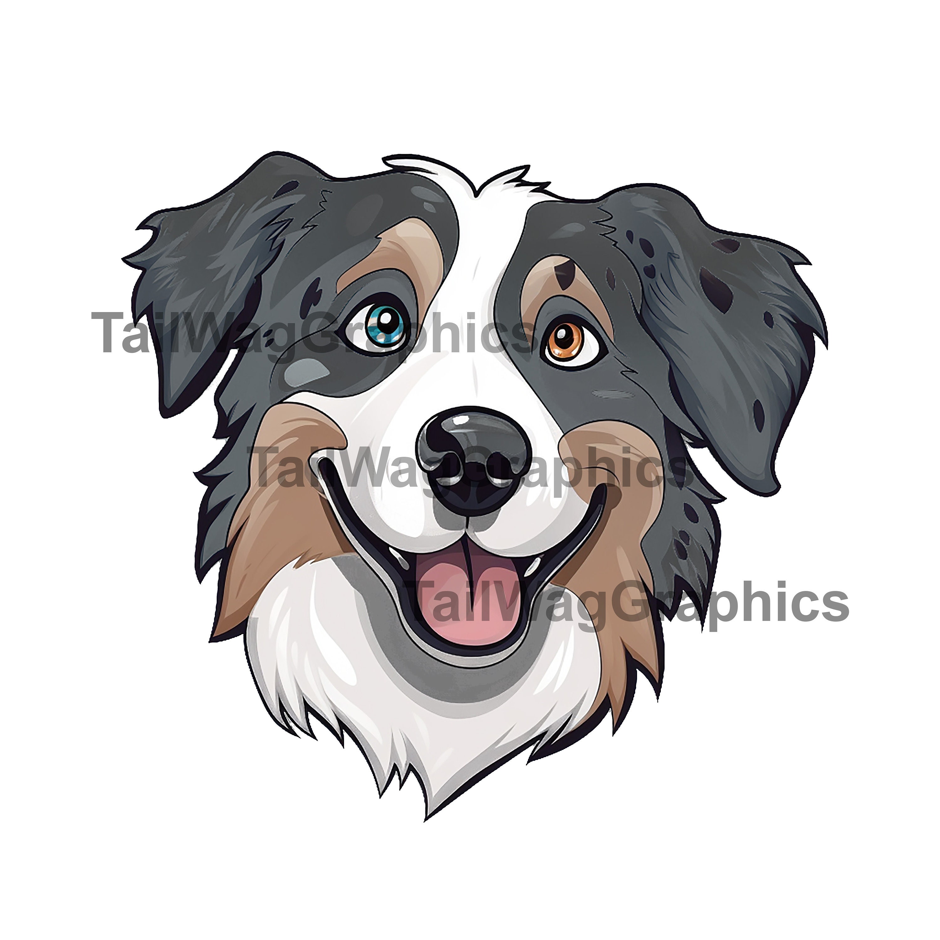 Australian Shepherd SVG Art, Clipart, PNG, Cartoon Art Files, Digital ...