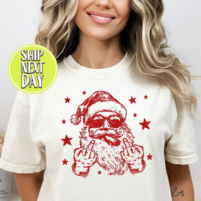 Santa Middle Finger - Etsy