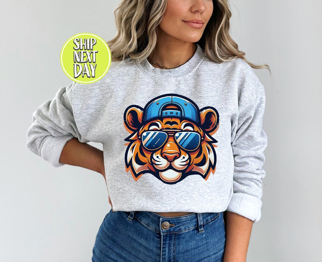 Retro Tigers Game Day Baseball Sweatshirt, Tiger Face Sweater, Go ...
