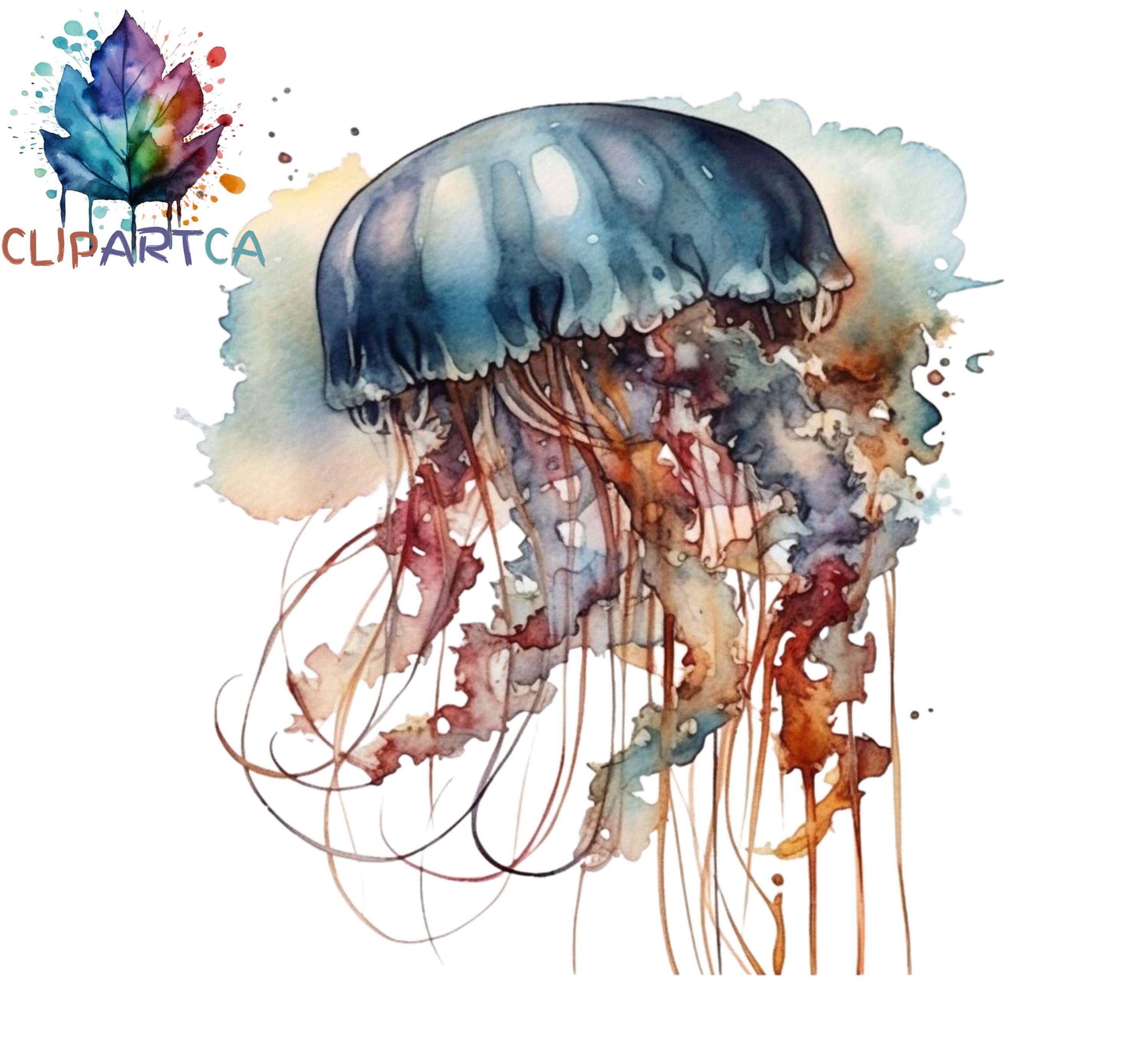 9 Watercolor Jelly Fish Clipart, Jelly Fish Clipart, Cute Jellyfish ...