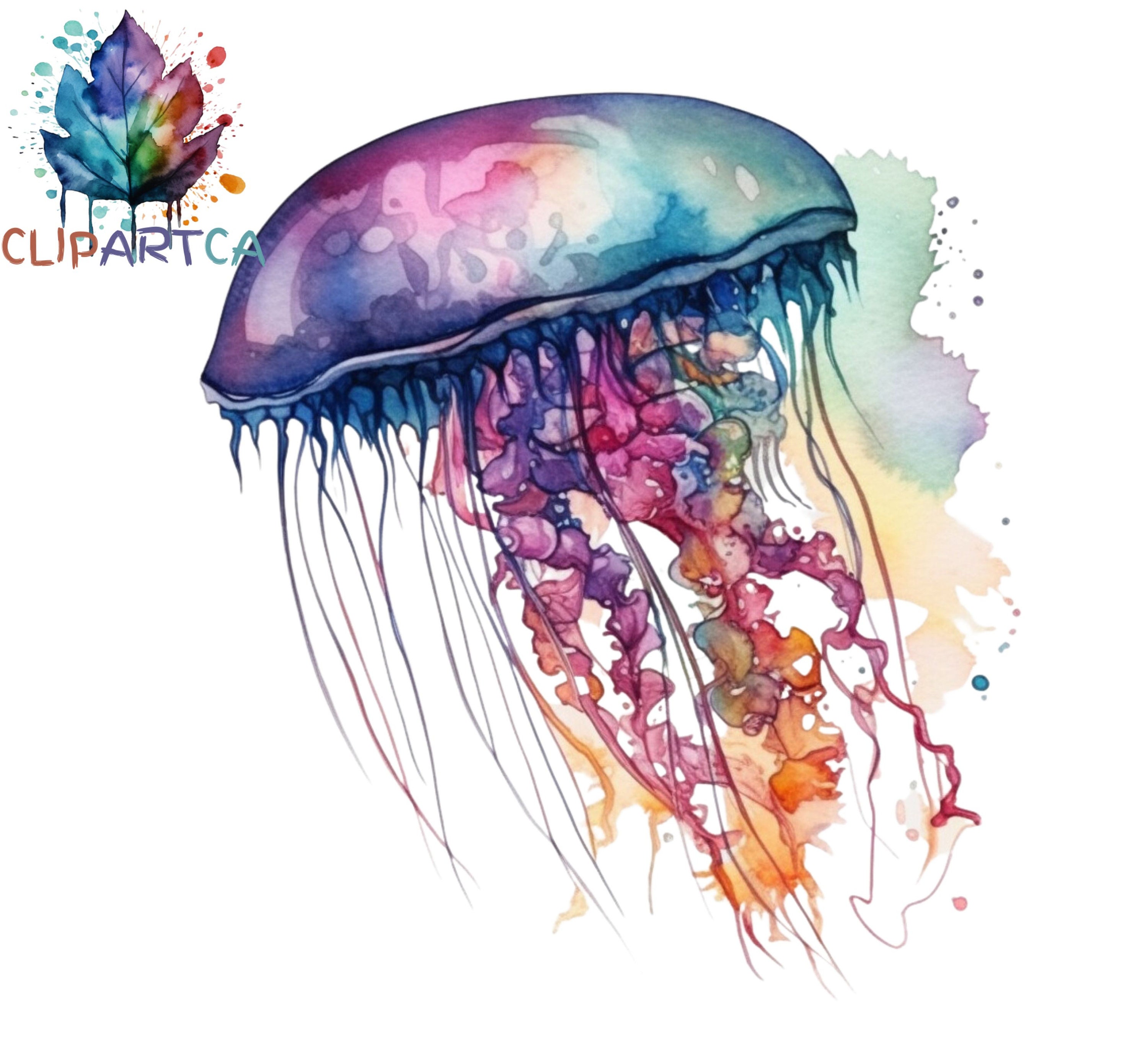9 Watercolor Jelly Fish Clipart, Jelly Fish Clipart, Cute Jellyfish ...