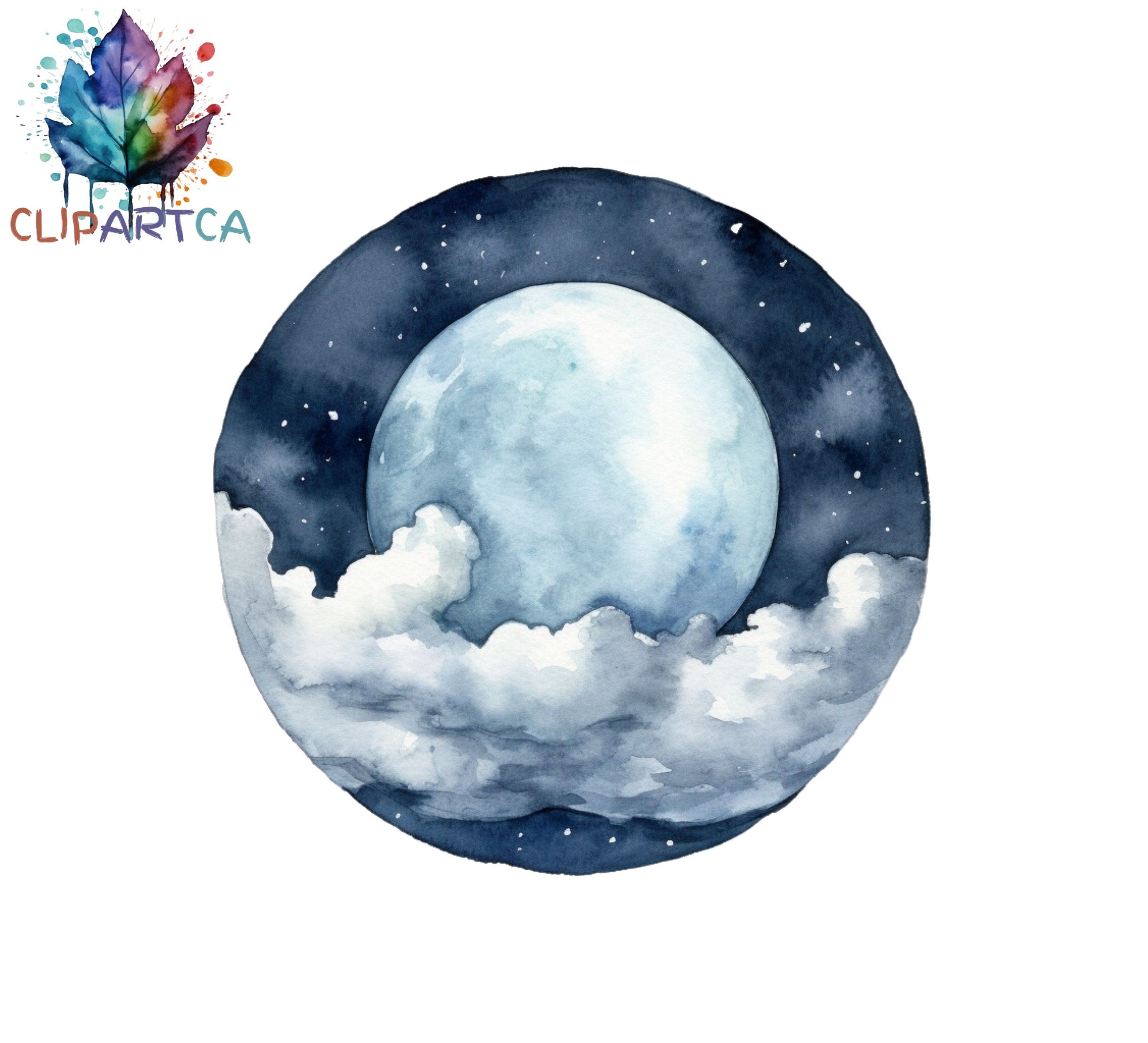 9 Watercolor Moon Clipart's Instant Download for Commercial Use ...
