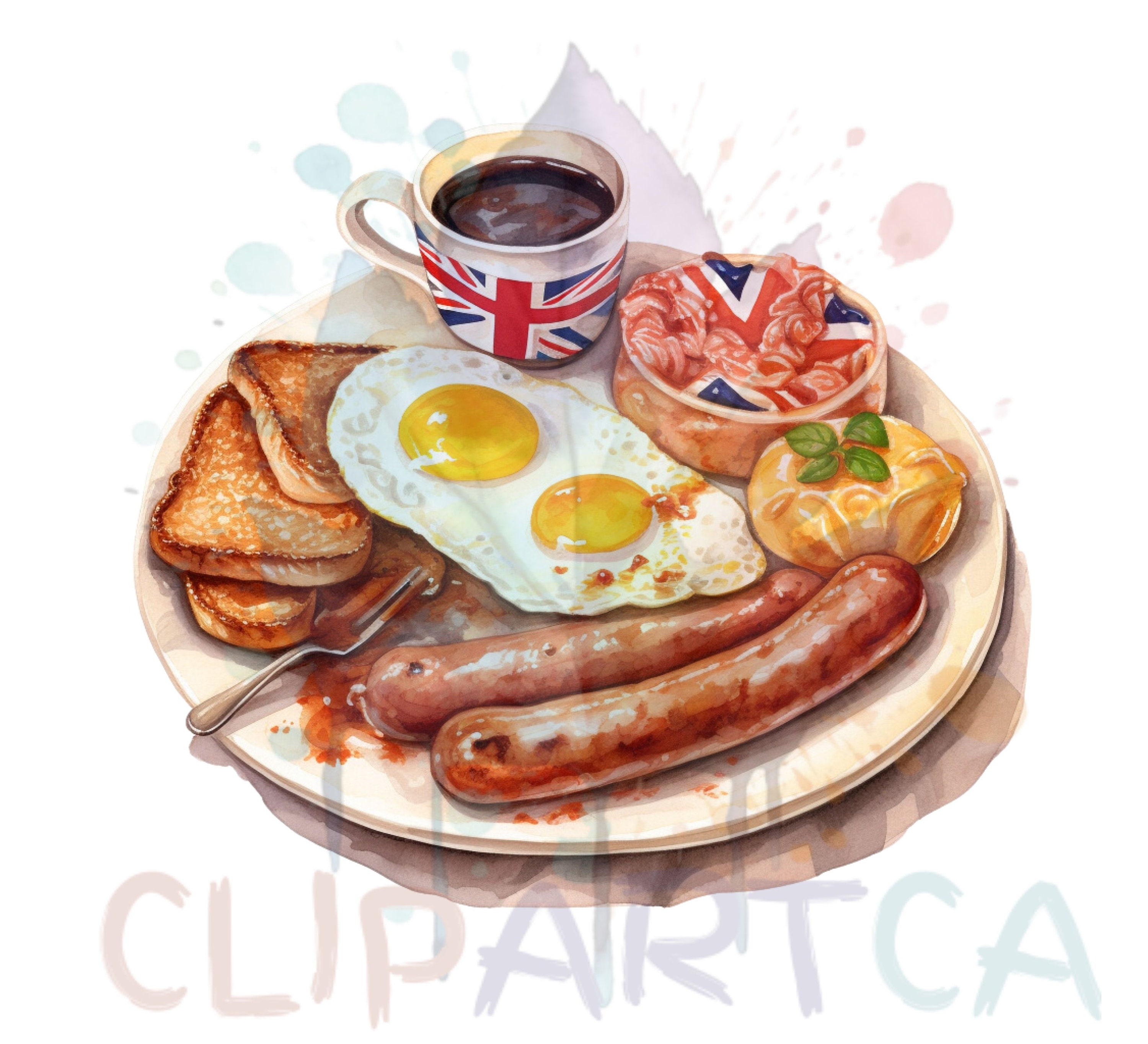 Watercolor Breakfast Clipart Instant Download for Commercial Use-for ...