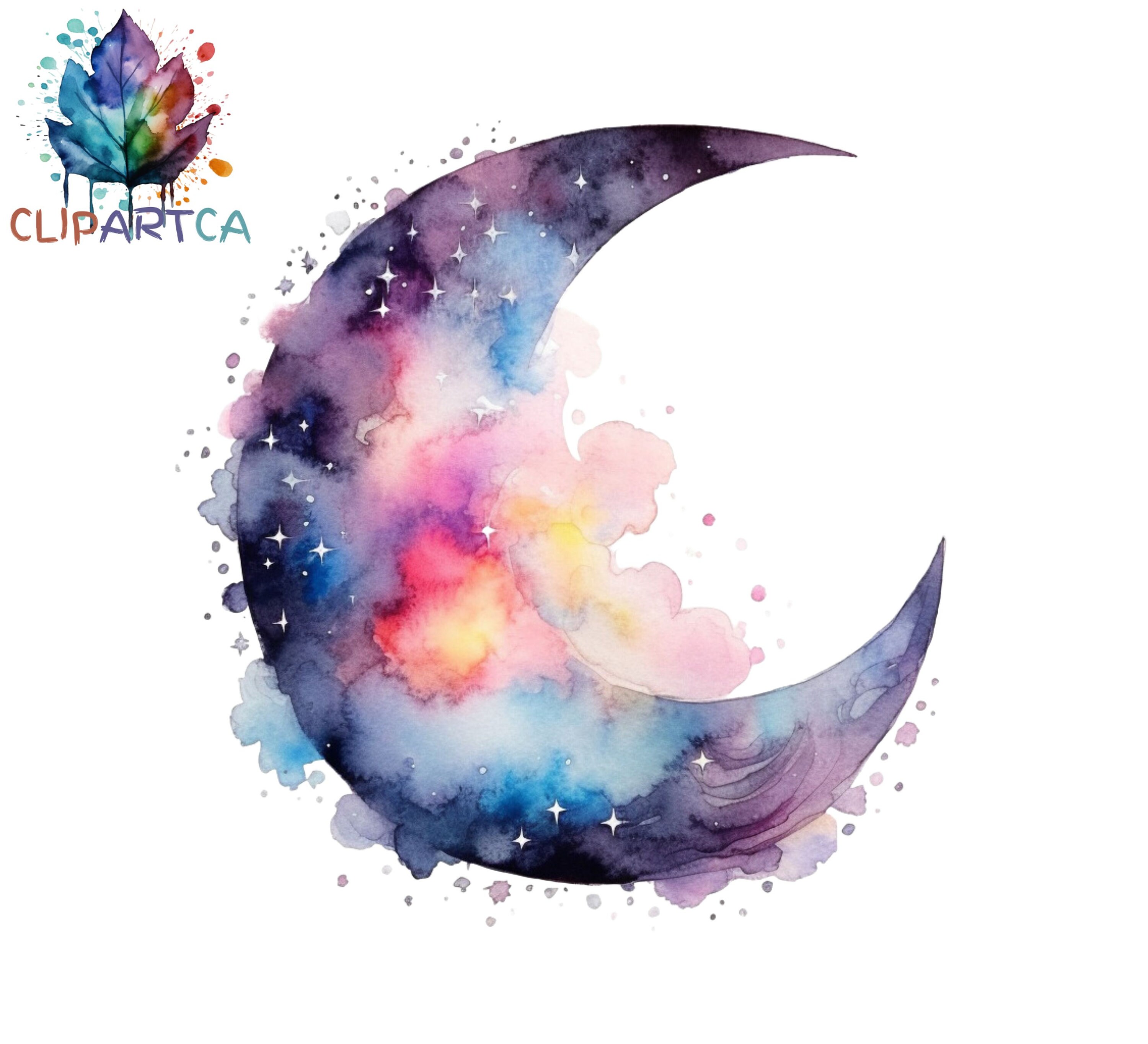 9 Watercolor Moon Clipart's Instant Download for Commercial Use ...