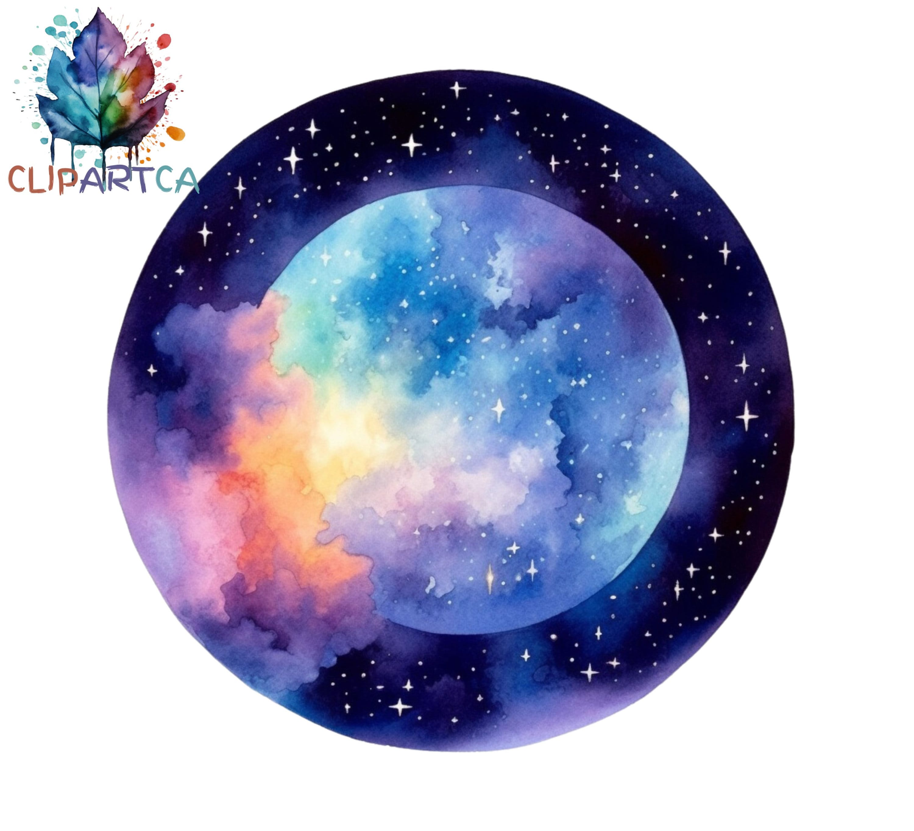 9 Watercolor Moon Clipart's Instant Download for Commercial Use ...