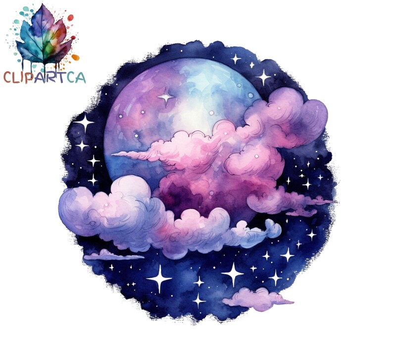 9 Watercolor Moon Clipart's Instant Download for Commercial Use ...