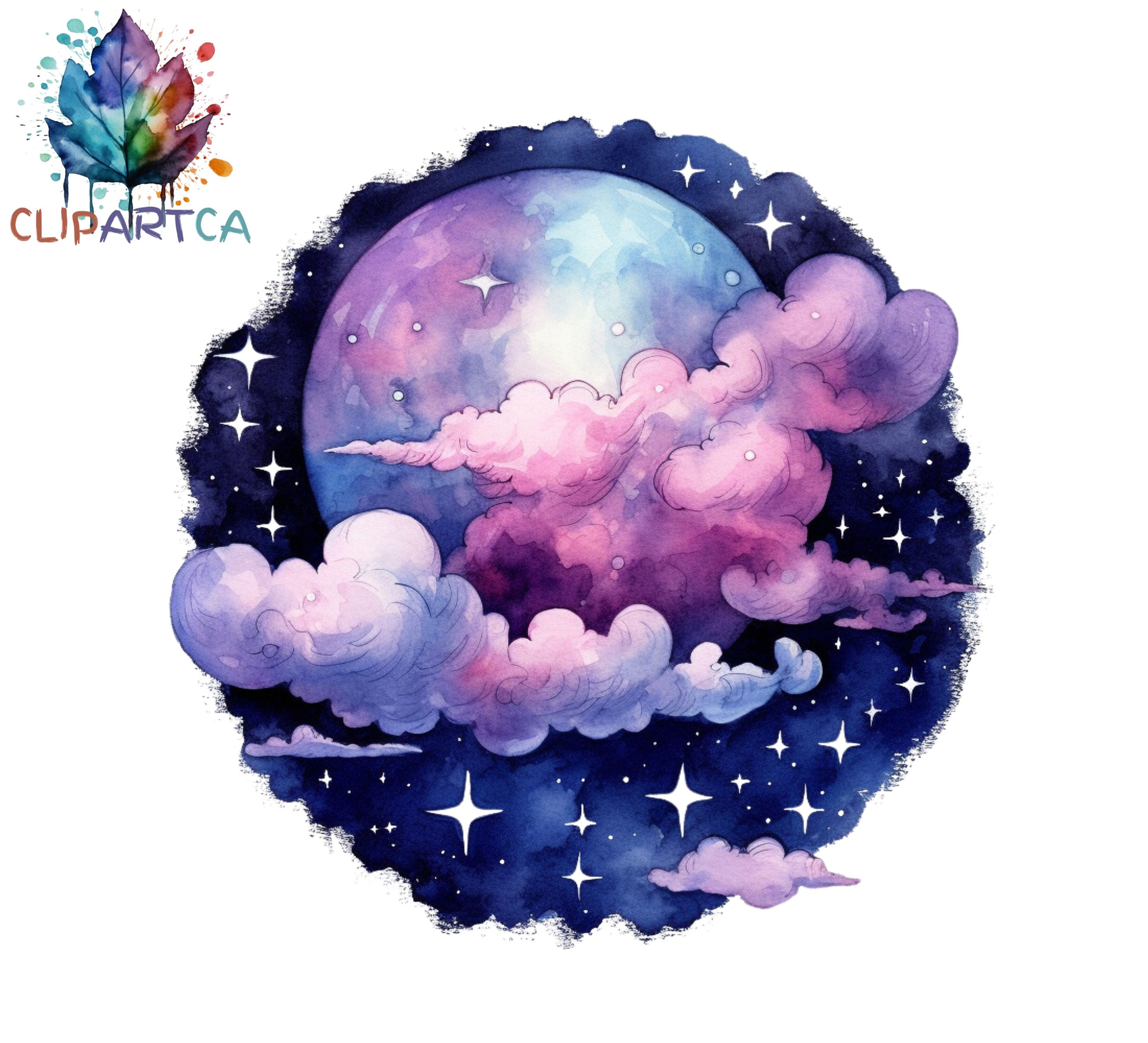9 Watercolor Moon Clipart's Instant Download for Commercial Use ...
