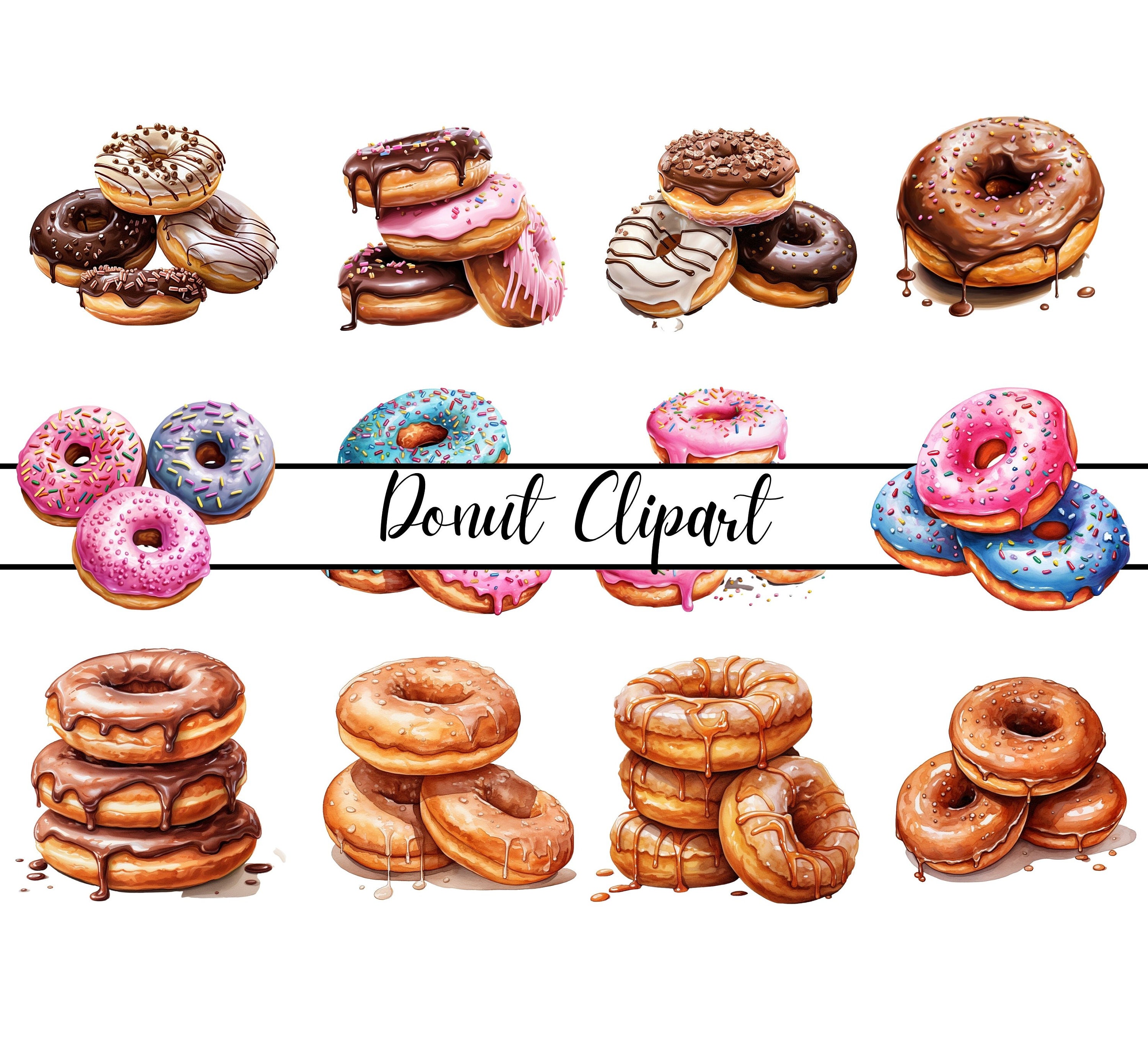 12 Watercolor Donut Clipart's Instant Download for - Etsy