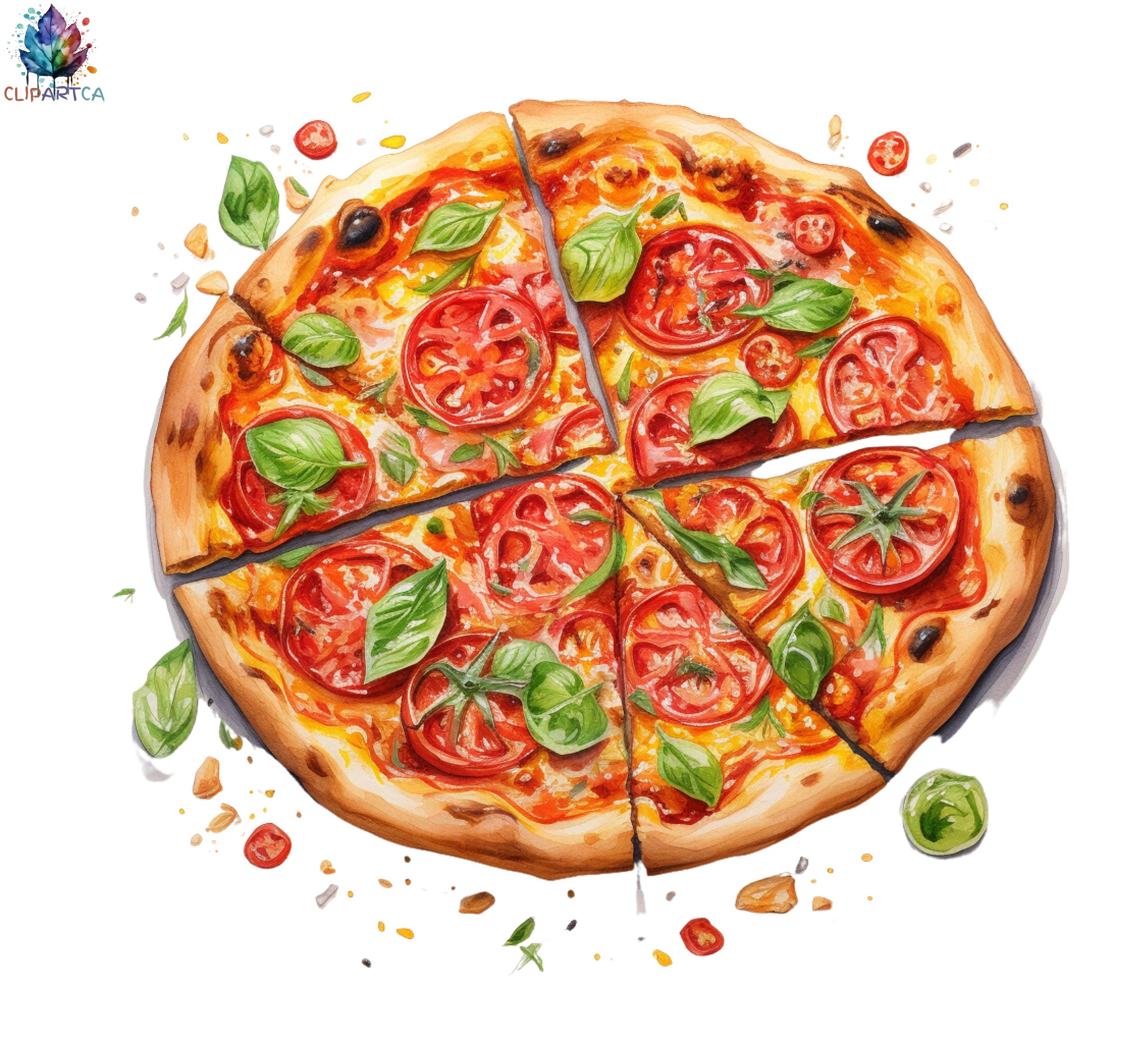 Watercolor Pizza Clipart Instant Download for Commercial Use-pizza ...