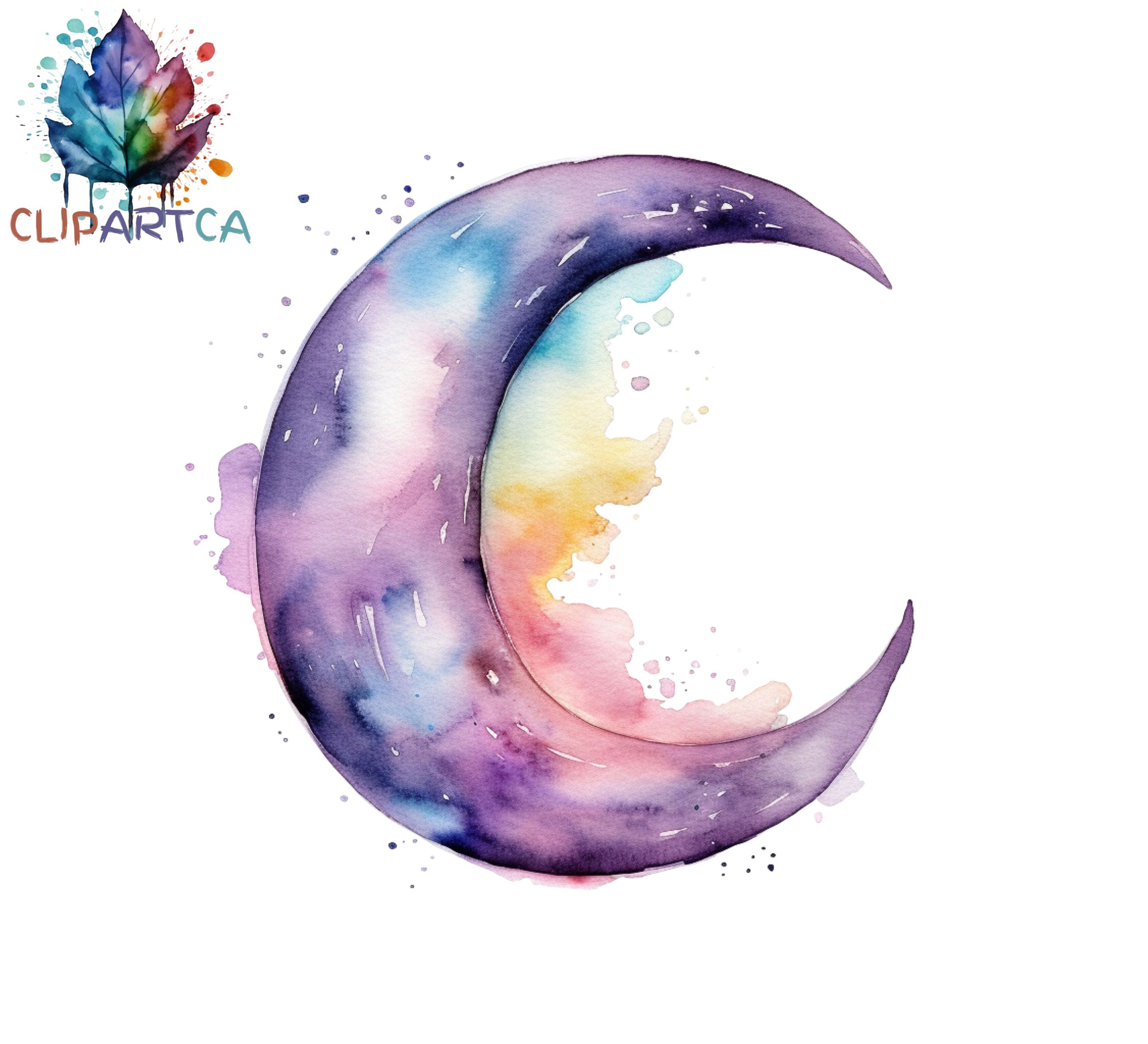9 Watercolor Moon Clipart's Instant Download for Commercial Use ...