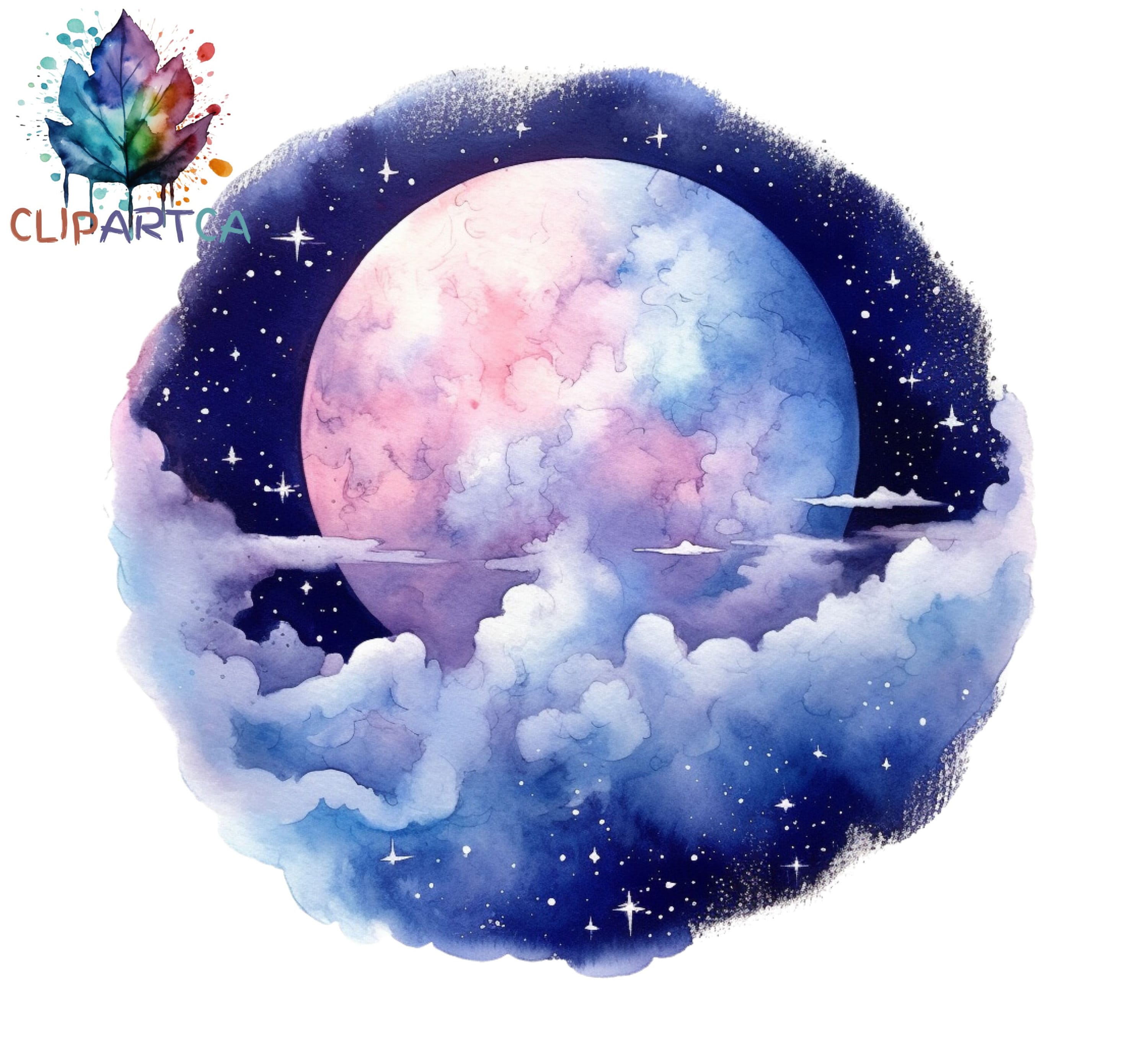 9 Watercolor Moon Clipart's Instant Download for Commercial Use ...