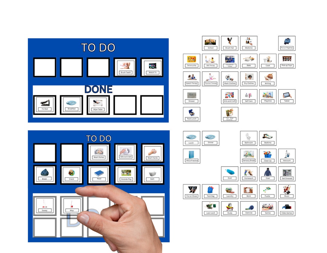 Blue Task Board Bundle (SOLID COLORS) ( Picture Cards Not Included) - Etsy
