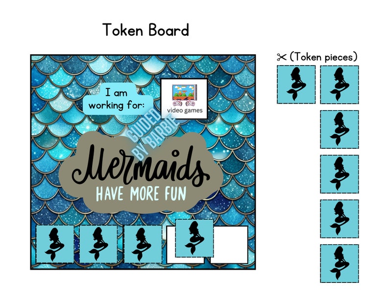 Mermaid Token Board With Tokens and Rewards - Etsy