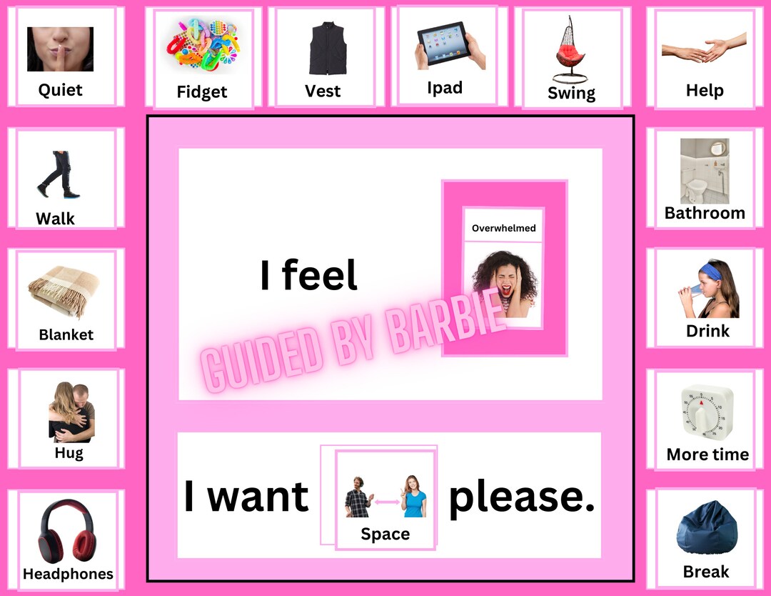 Pink I FEEL and NEED Board With Emotion Cards and Request Cards - Etsy