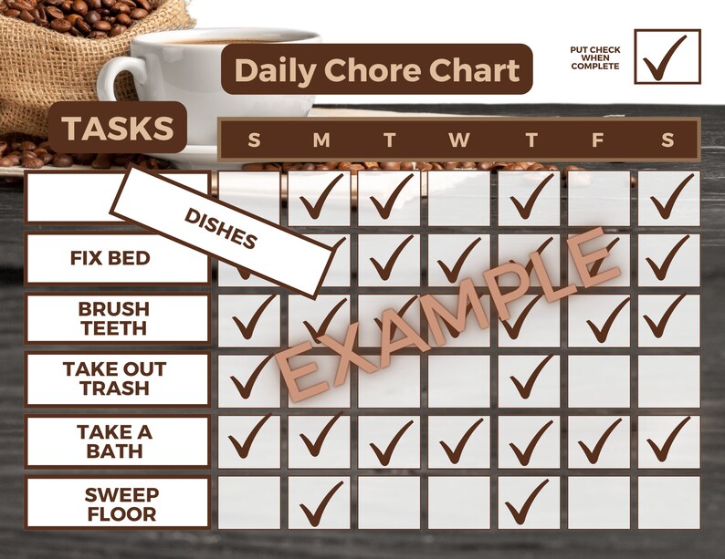 A Fresh Cup of Joe- Adult Chore Chart With Task Cards and Boards - Etsy
