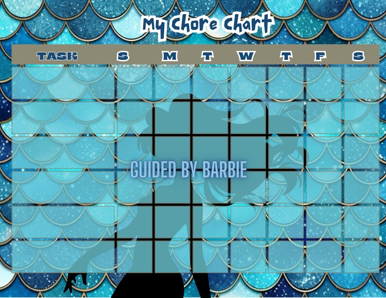 Mermaid Chore Chart With Chart, Task Cards, and Tokens - Etsy
