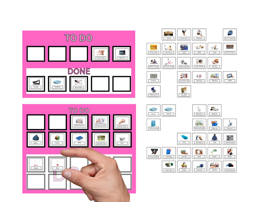 Pink Task Board Bundle ( SOLID COLORS) ( Picture Cards Not Included) - Etsy