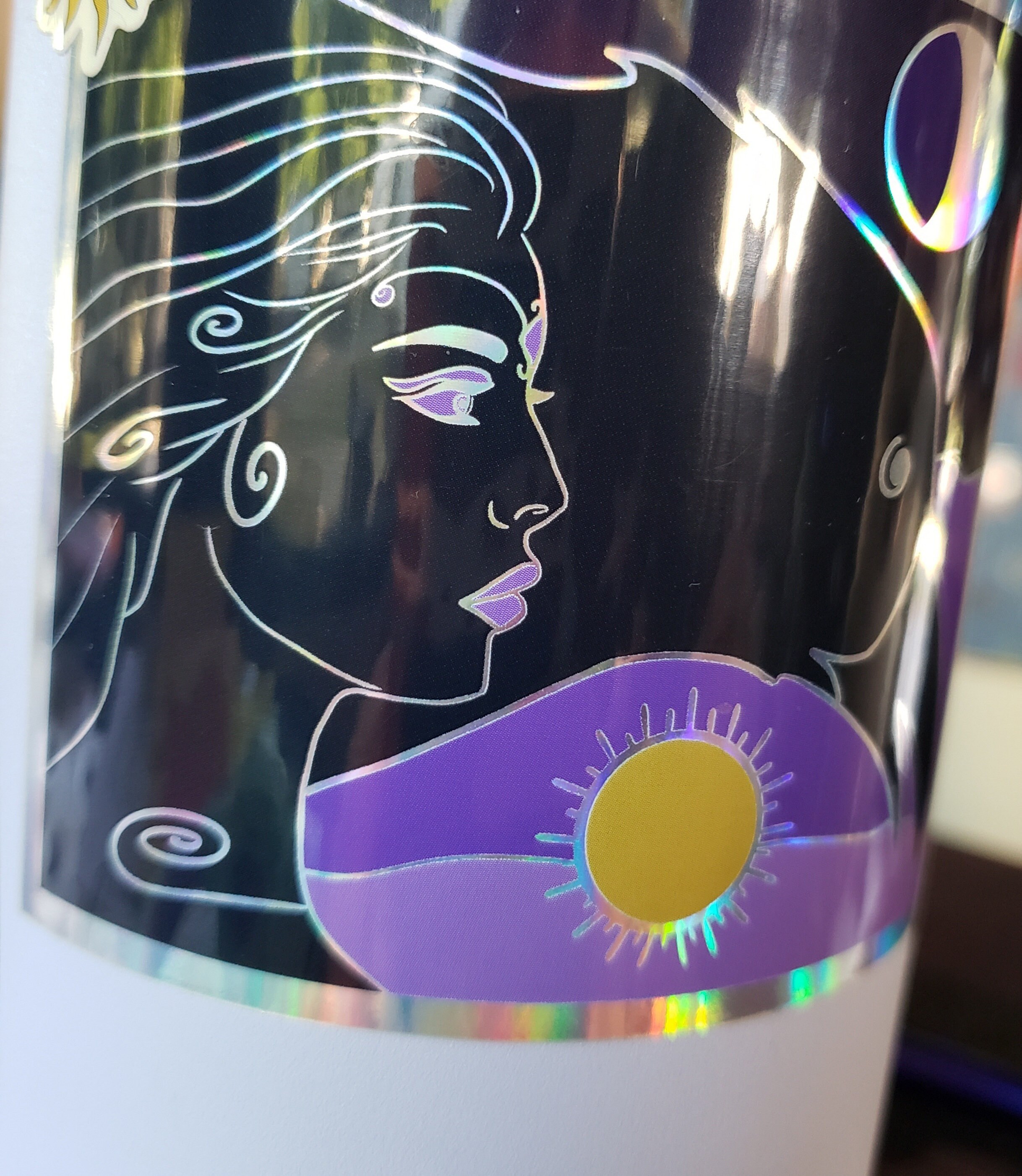Holographic Woman Crow Animal Spirit Guide Sticker, Laptop, Journal ...