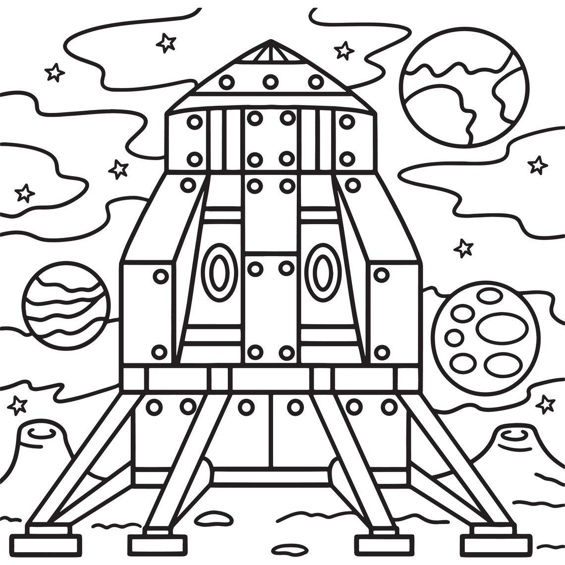 10 Printable Space & Alien Coloring Pages for Kids, Colouring Pages for ...