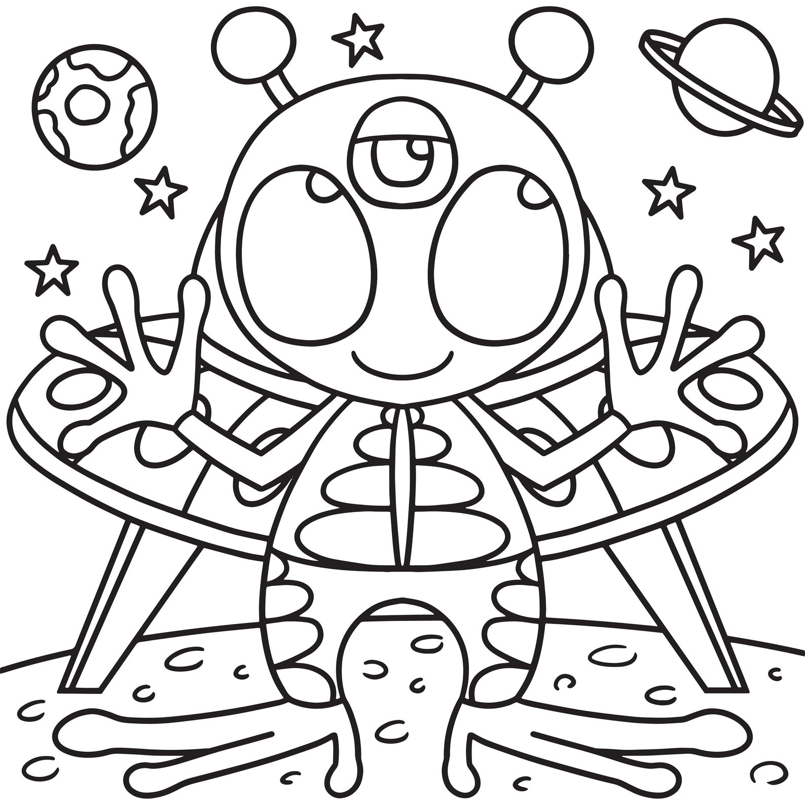 10 Printable Space &amp; Alien Coloring Pages for Kids, Colouring Pages for ...