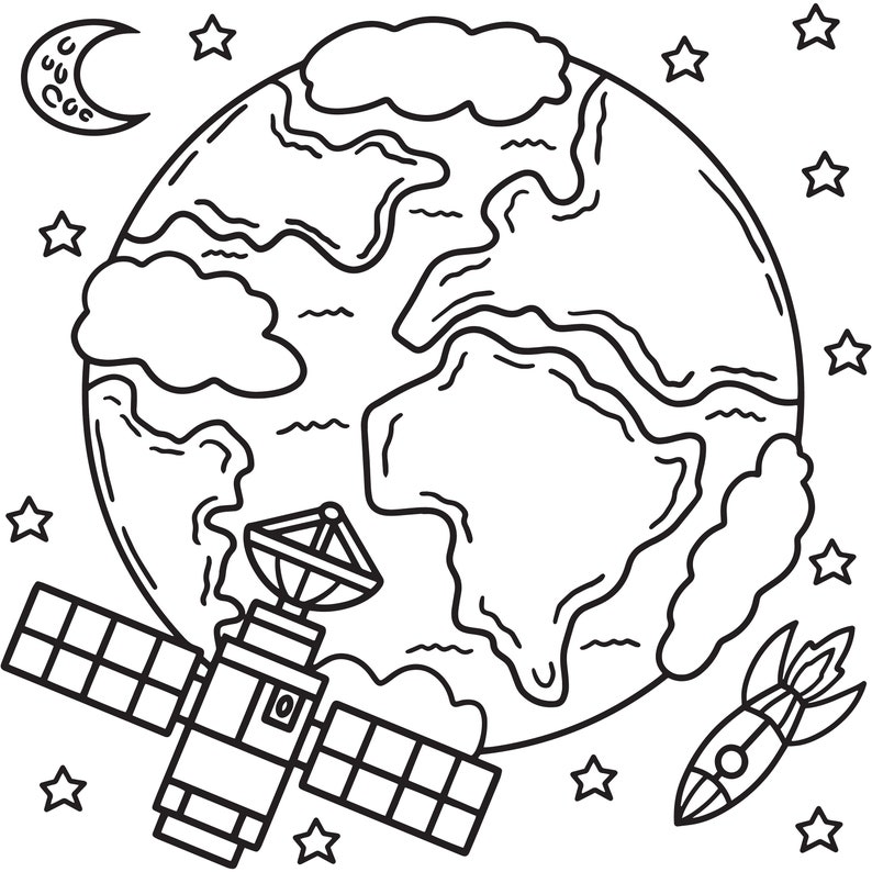 10 Printable Space & Alien Coloring Pages for Kids, Colouring Pages for ...