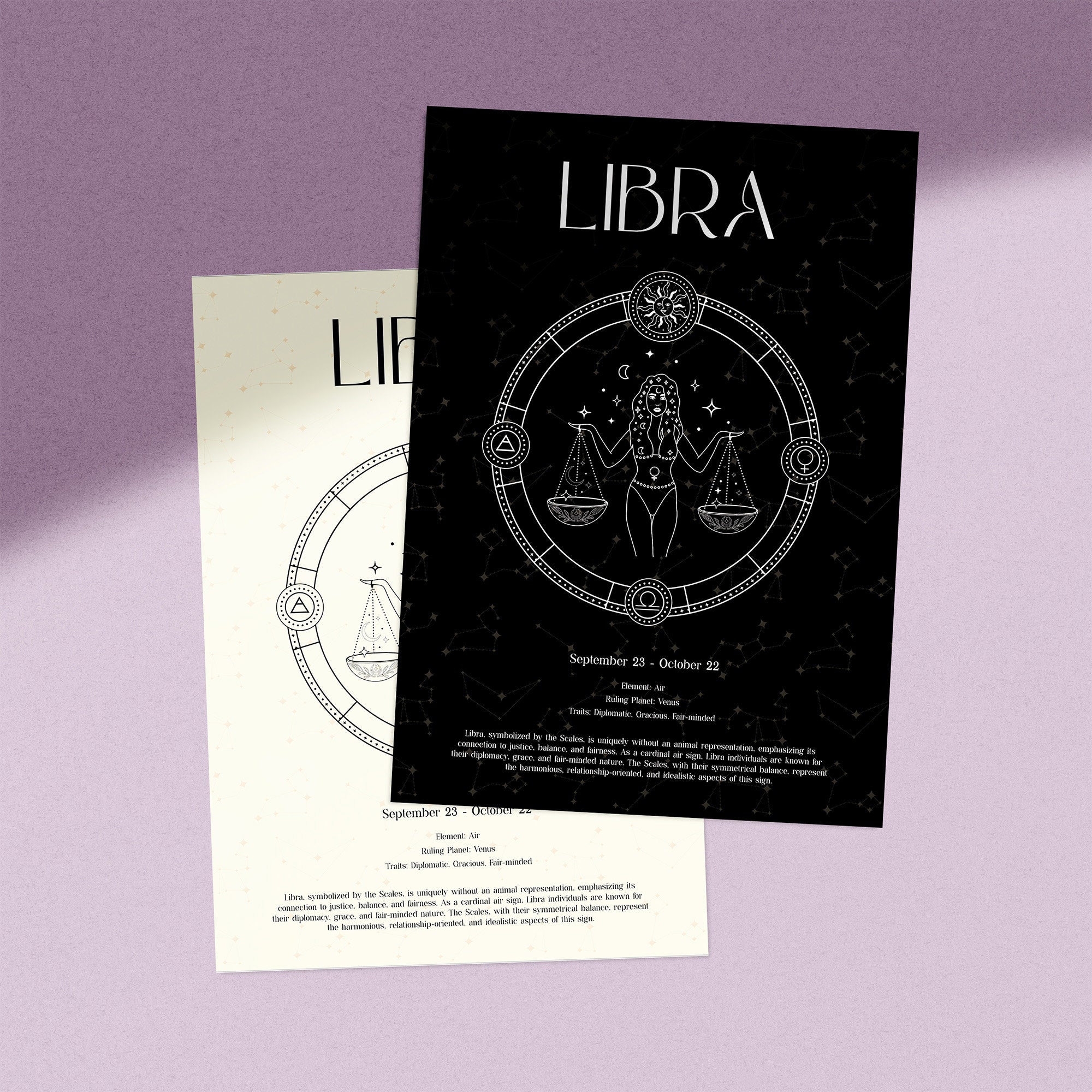 Libra Zodiac Poster Choose Your Theme Astrology Print - Etsy
