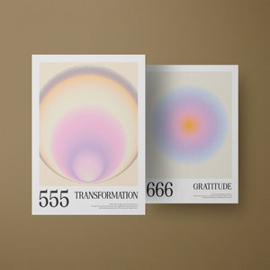 Set of 3 Angel Number Posters: Gradients • 111, 222, 333, 444, 555, 666 ...