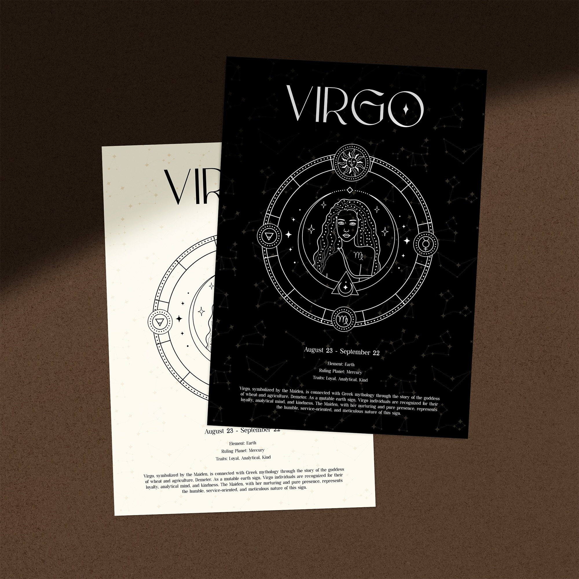 Virgo Zodiac Poster - Choose Your Theme | Astrology Print, Zodiac Wall ...