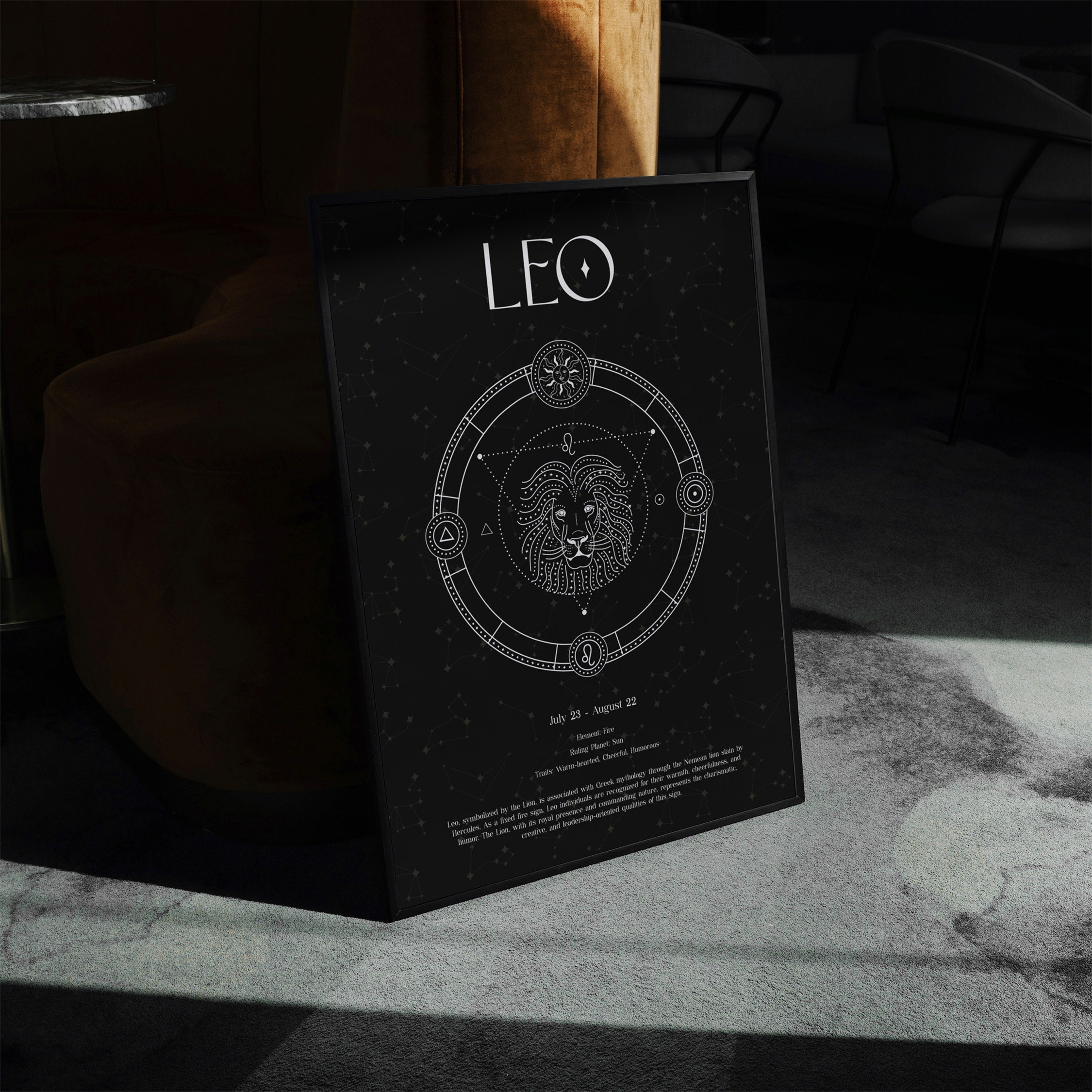 Leo Zodiac Poster - Choose Your Theme | Astrology Print, Zodiac Wall ...