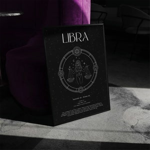 Libra Zodiac Poster Choose Your Theme Astrology Print - Etsy
