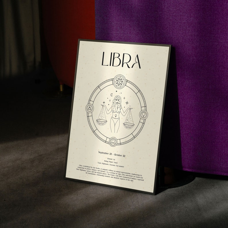 Libra Zodiac Poster Choose Your Theme Astrology Print - Etsy