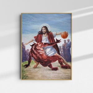 Jesus Crossing up the Devil - Etsy