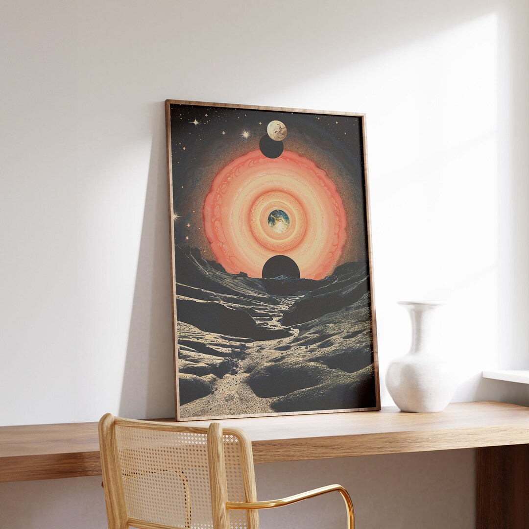 Lunar Surface Surreal Print Abstract Wall Art Ethereal Retro Poster - Etsy