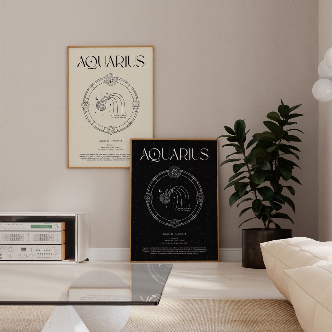 Aquarius Zodiac Poster - Choose Your Theme | Astrology Print, Zodiac ...