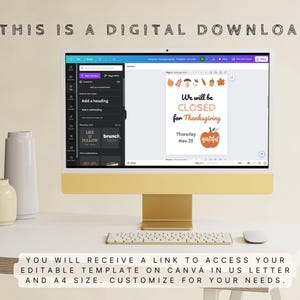 Closed for Thanksgiving Sign With Pumpkins and Fall Leaves, Business ...