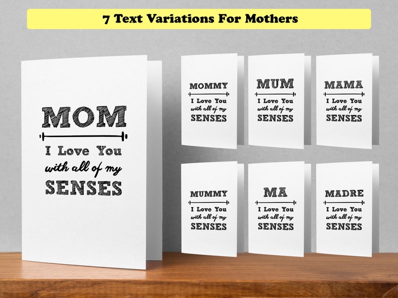 5 Senses Gift Tags and Birthday Card for Mother | I Love You With All ...